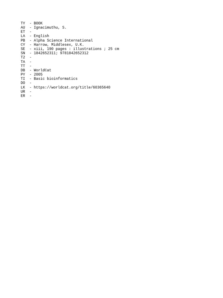 Basic Bioinformatics - Ris | PDF