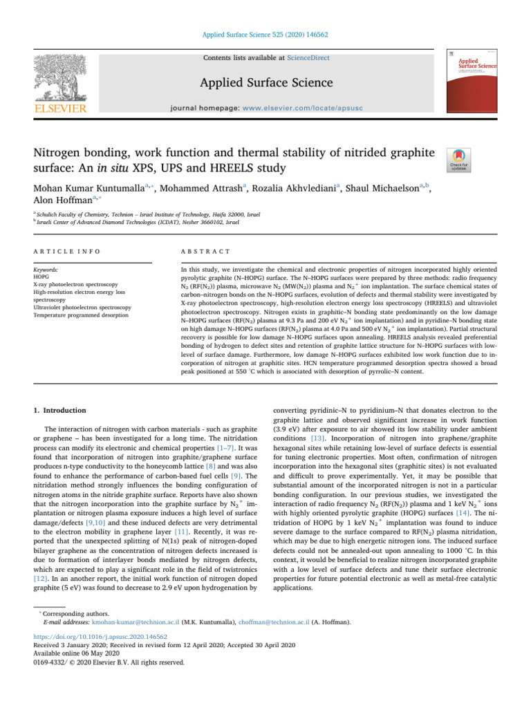 Nitrogen Bonding Work Function and Thermal Stability of Nitrided ...