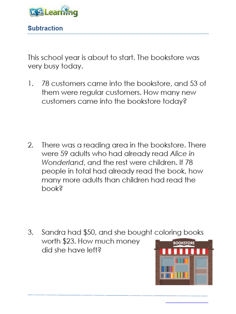 Grade 2 Subtraction Word Problems | PDF