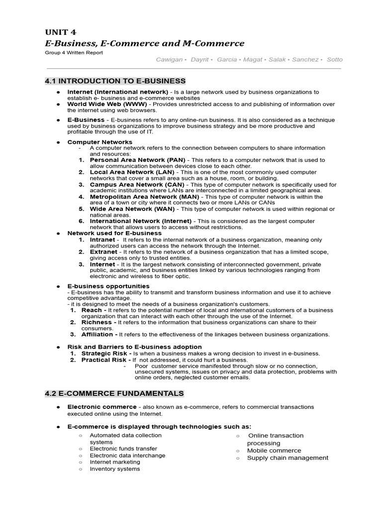 Grp 4 WR_ E-Business, E-Commerce and M-Commerce _084655 | PDF | E Commerce | Computer Network