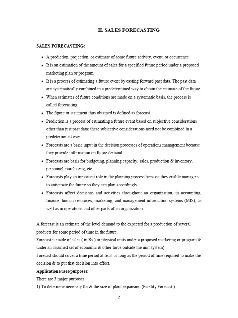Sales Forecasting Techniques and Benefits | PDF