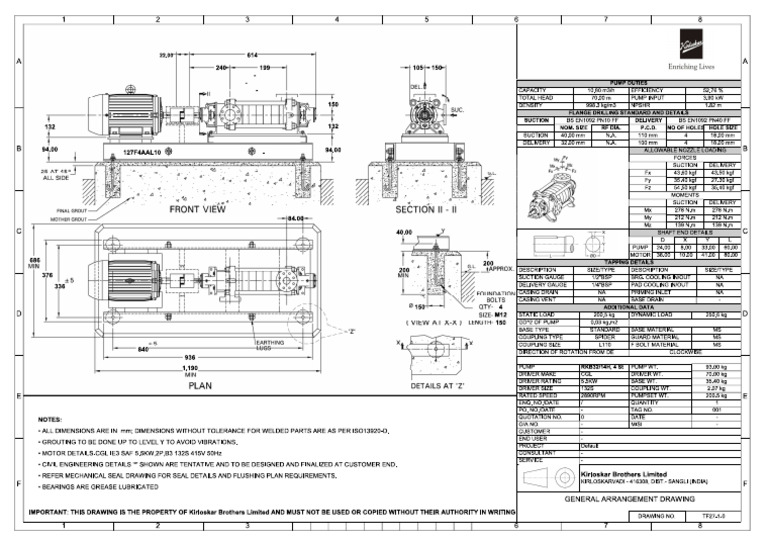 Pump House Pipe Line Drawing PDF | PDF