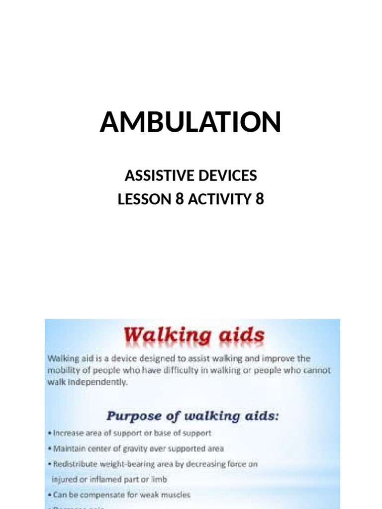 NHCM 3 Lesson 8, Activity 8 Assistive Devices Ambulation | PDF ...