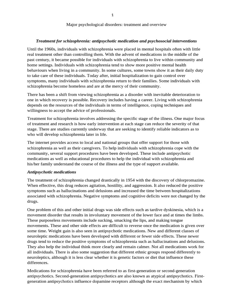 Notes - Major Psychological Disorders | PDF | Psychotherapy | Antipsychotic