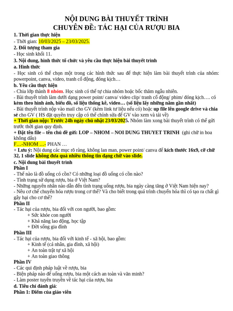 Ke Hoach Trien Khai Cho Hoc Sinh | PDF