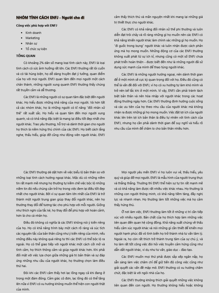 Phan Mai Anh - Mbti Enfj Type | PDF