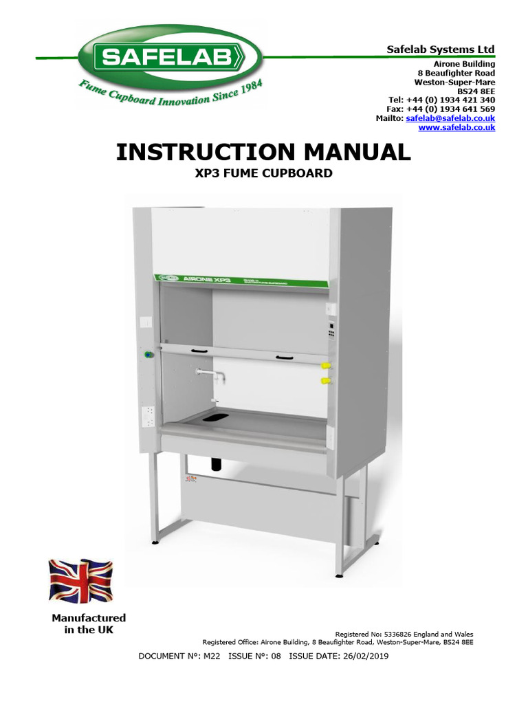 M22 XP Ducted Fume Cupboard Manual Issue 08 26.02.19 | PDF