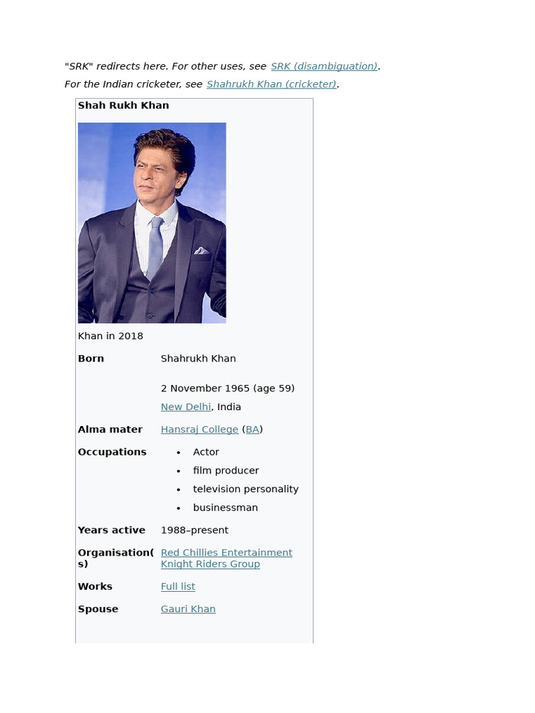 Shah Rukh Khan | PDF