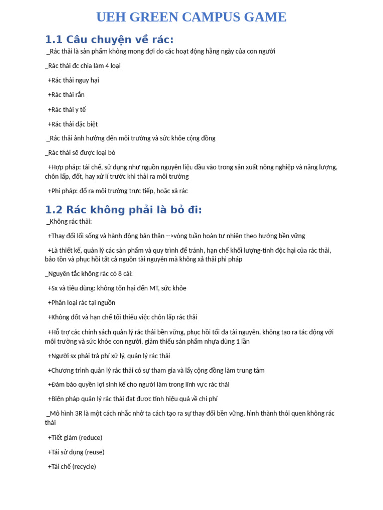 Ueh Green Campus Game | PDF