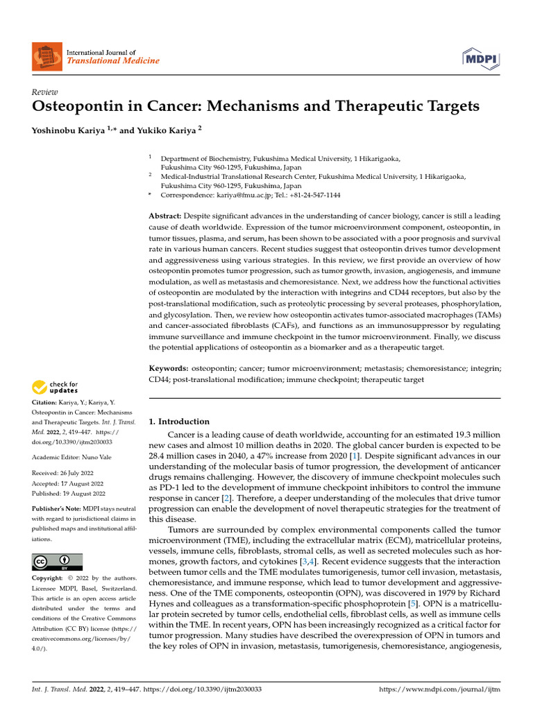 ijtm-02-00033 | PDF | Integrin | Metastasis