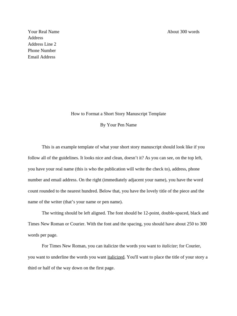 How to Format a Short Story Manuscript | PDF