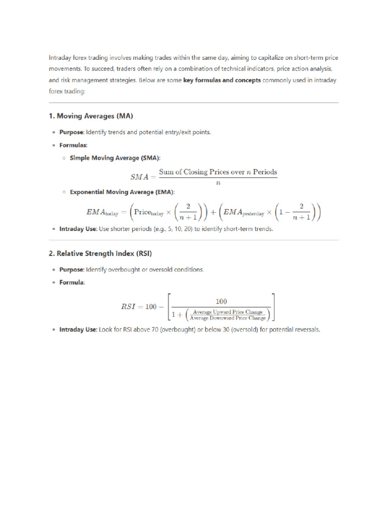Intraday Forex Trading Involves | PDF