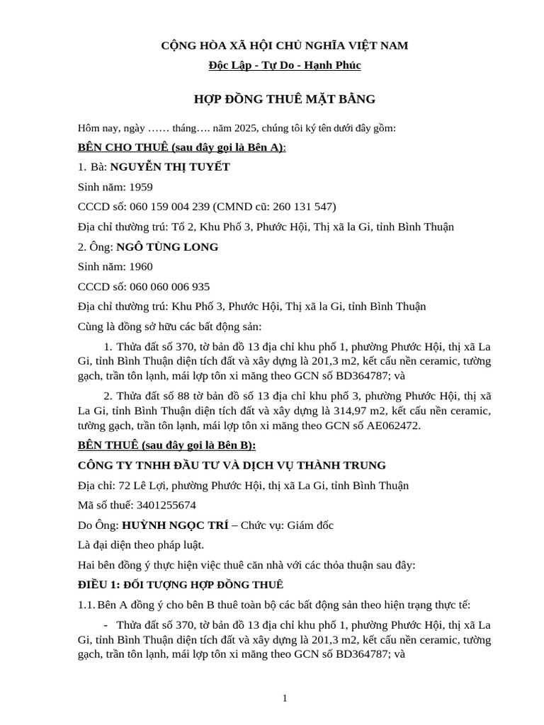 HD Thue Mat Bang - Huynh Ngoc Tri | PDF