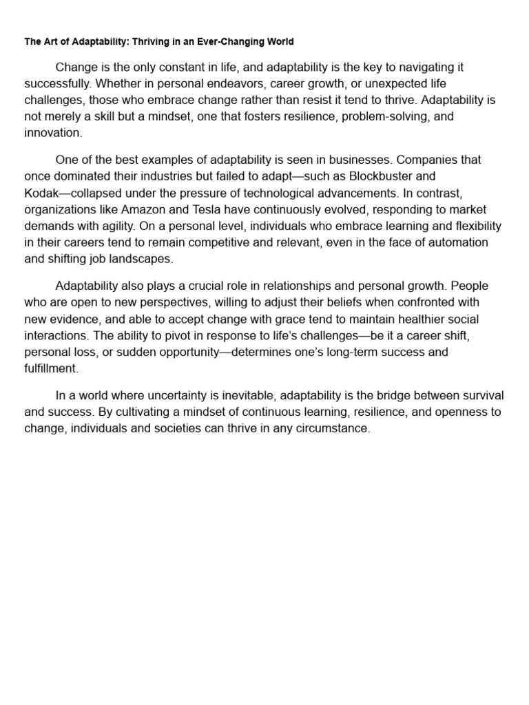 The Art of Adaptability - Thriving in An Ever-Changing World | PDF