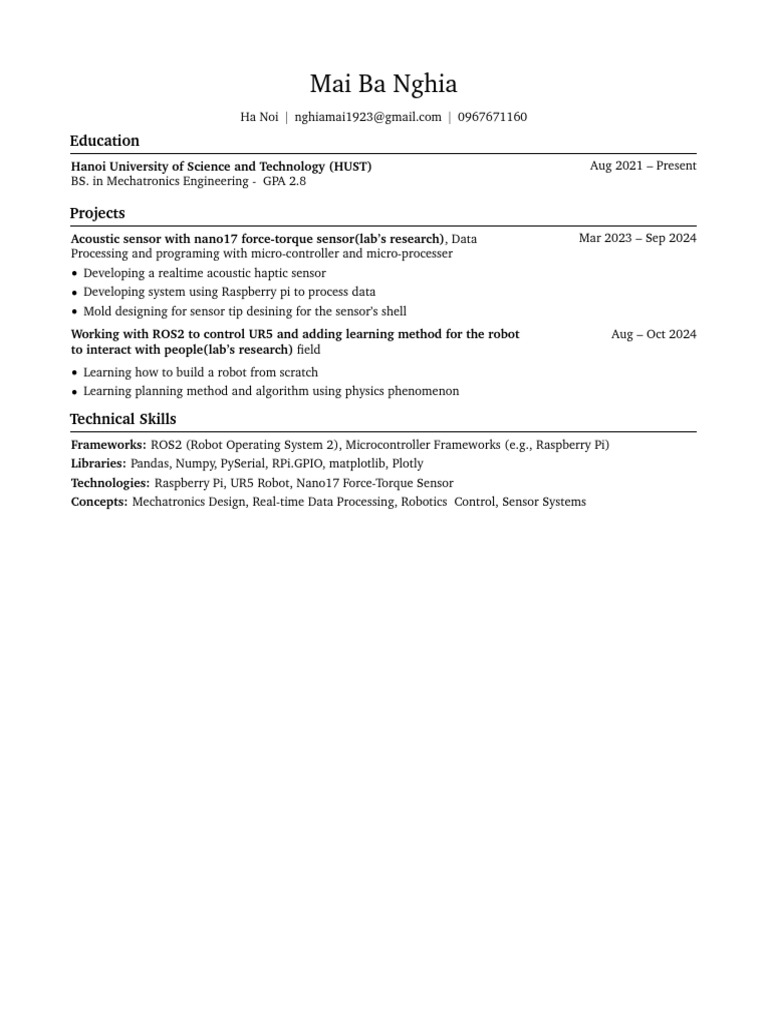 CV Mai Ba Nghia 20215740 | PDF