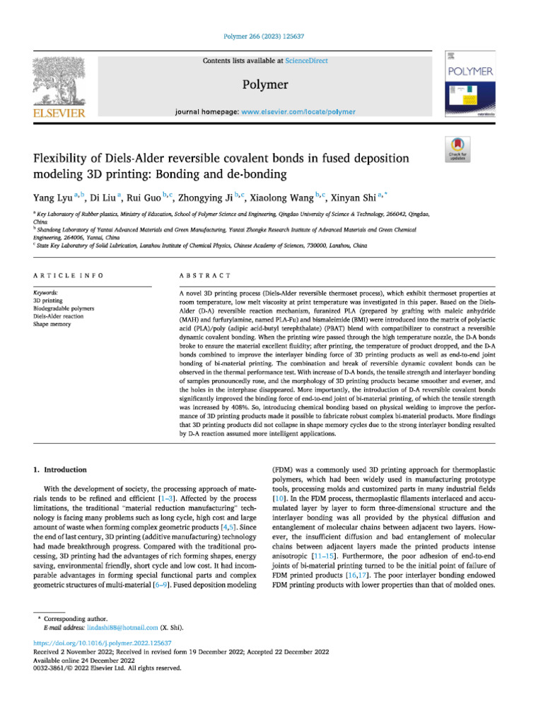 6.flexibility of Diels-Alder Reversible Covalent Bonds in Fused ...