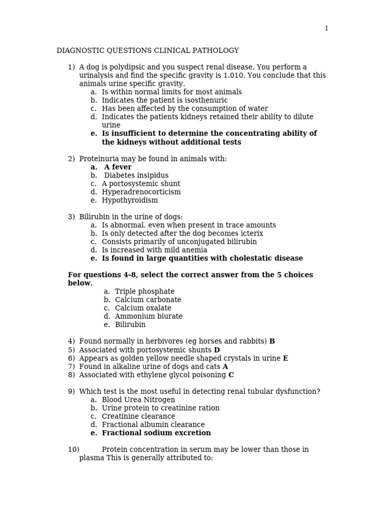 Clinical Pathology Diagnostic Questions | PDF | Anemia | Creatinine