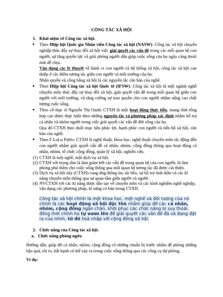 ÔN TẬP CTXH | PDF