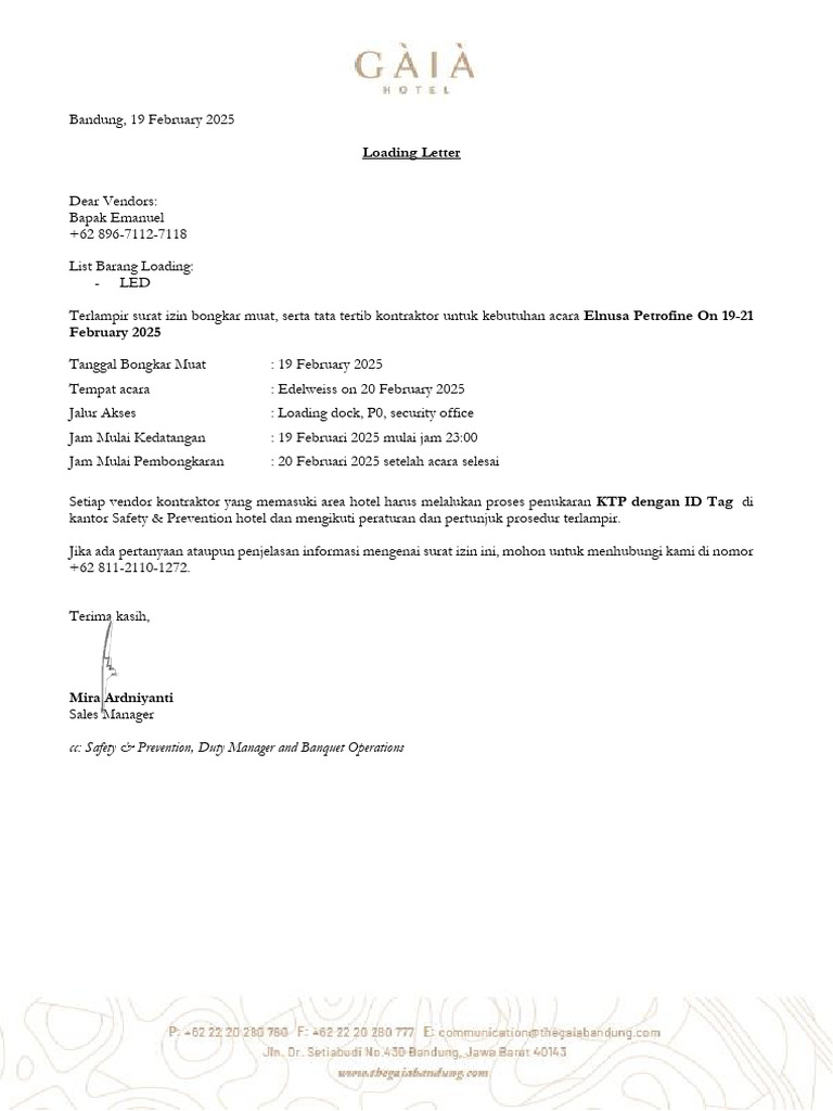 Loading Letter Elnusa Petrofin on 19-21 Feb 2025 | PDF