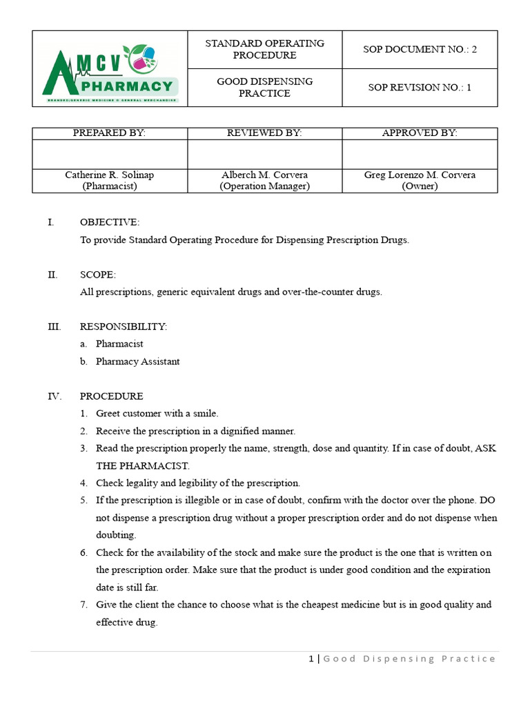 Good Dispensing Practice | PDF | Medical Prescription | Prescription Drugs