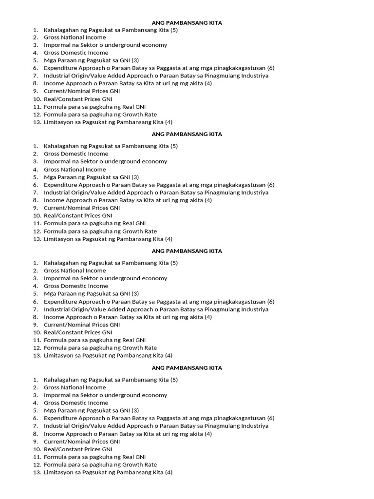 Pambansang Kita Activity Sheet | PDF