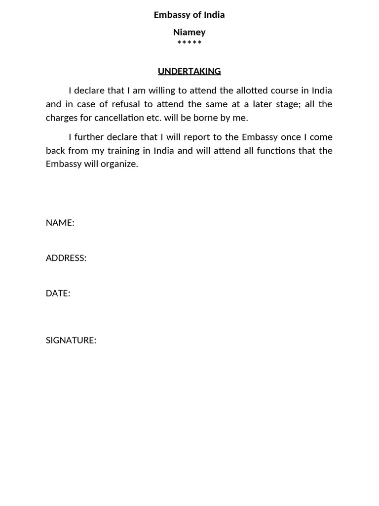 Undertaking ITEC 2024-25 | PDF