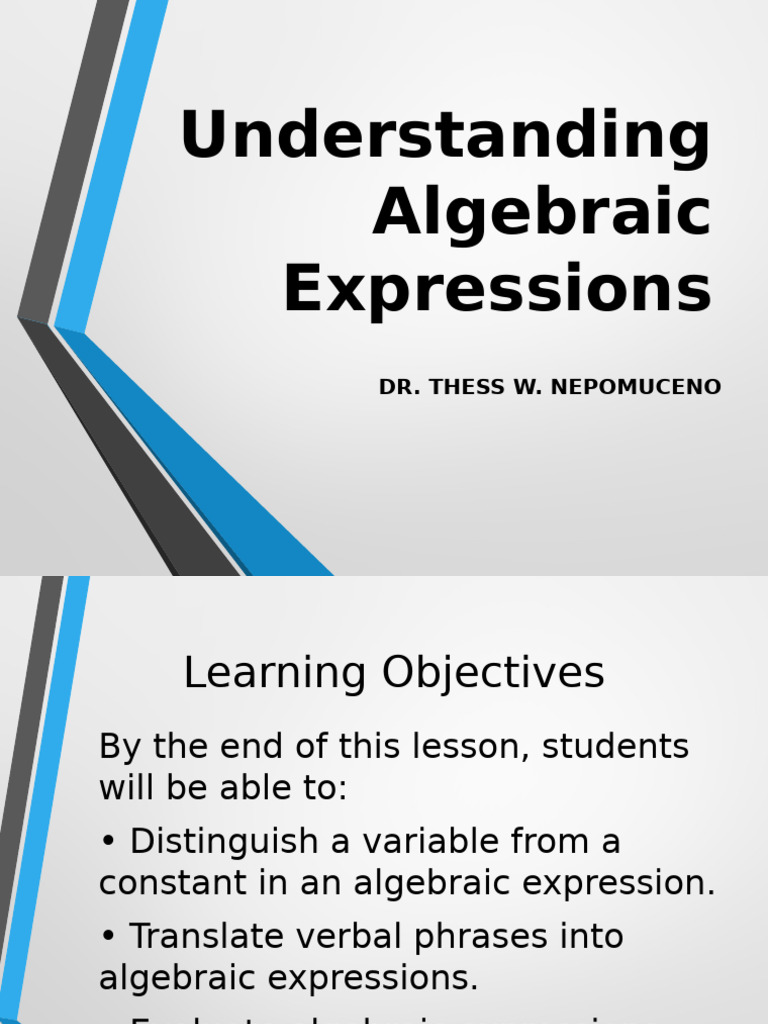 Understanding Algebraic Expressions | PDF