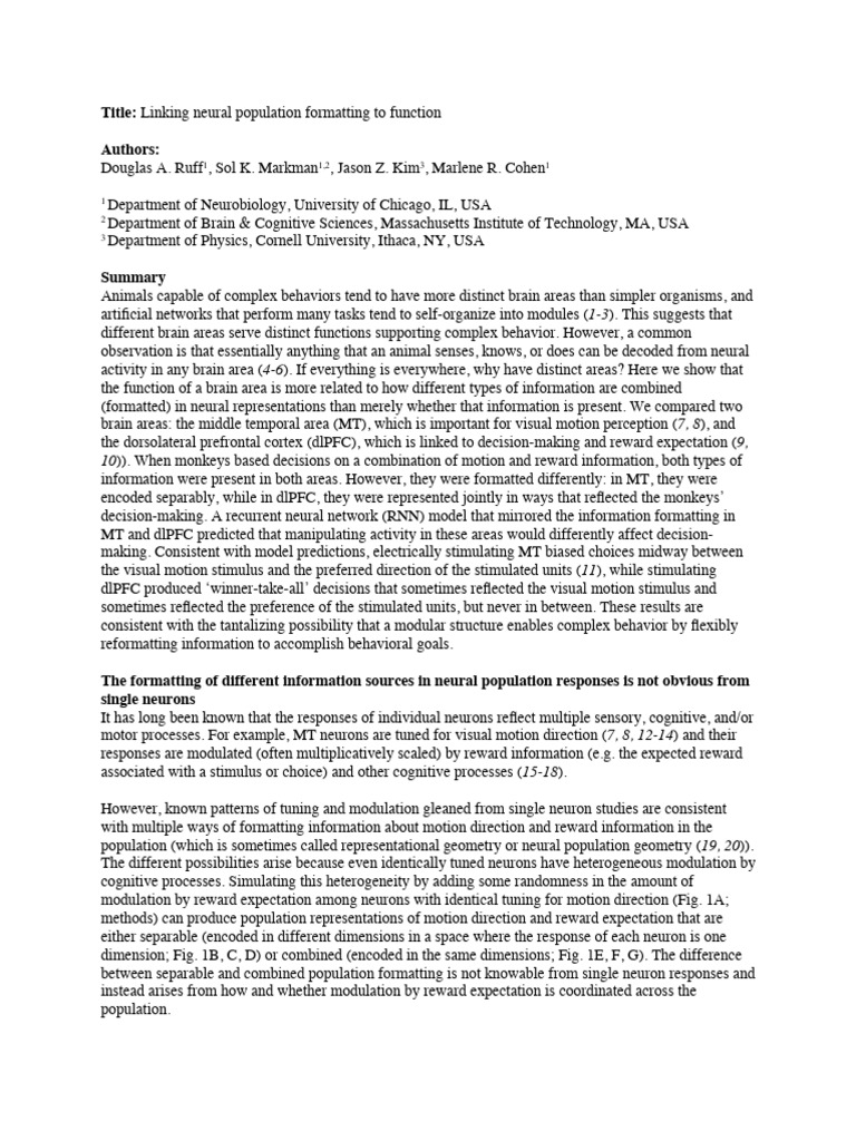 2025 01 03 631242v1 Full | PDF | Mental Chronometry | Dorsolateral ...