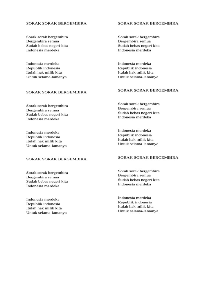 SORAK SORAK BERGEMBIRA | PDF