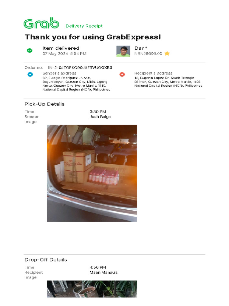 Grab Ereceipt050624 | PDF