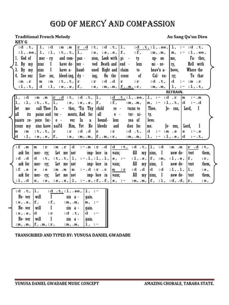 God of Mercy and Compassion Lyrics | PDF