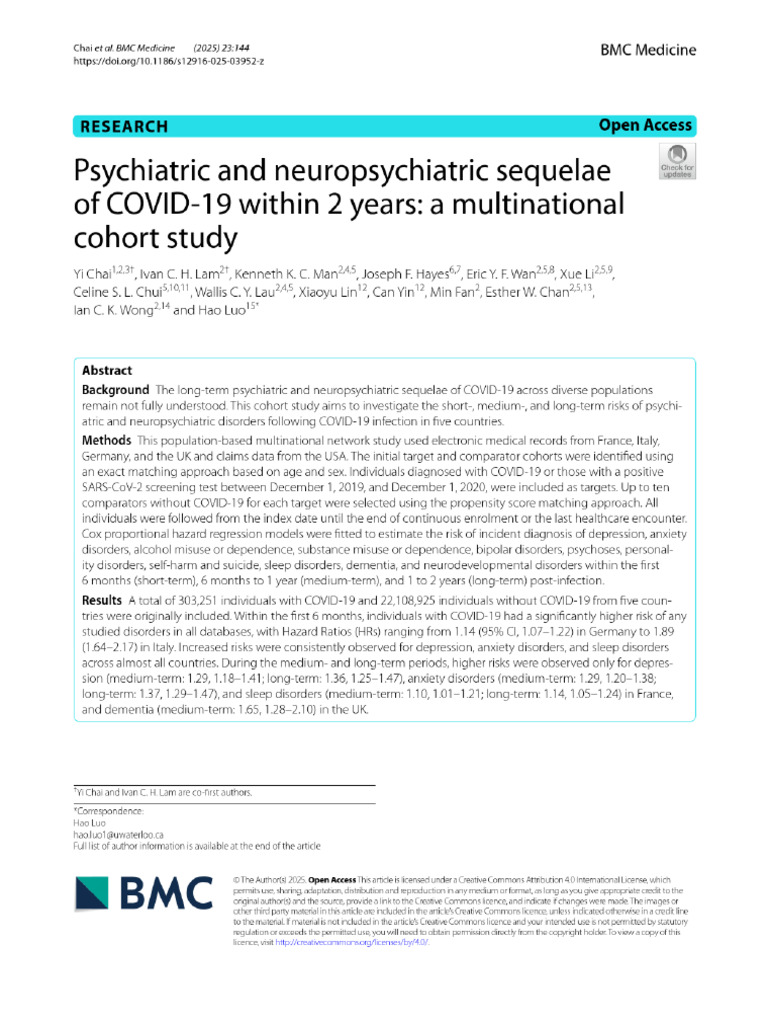 Psychiatric and Neuropsychiatric Sequelae of COVID-19 Within 2 Years ...