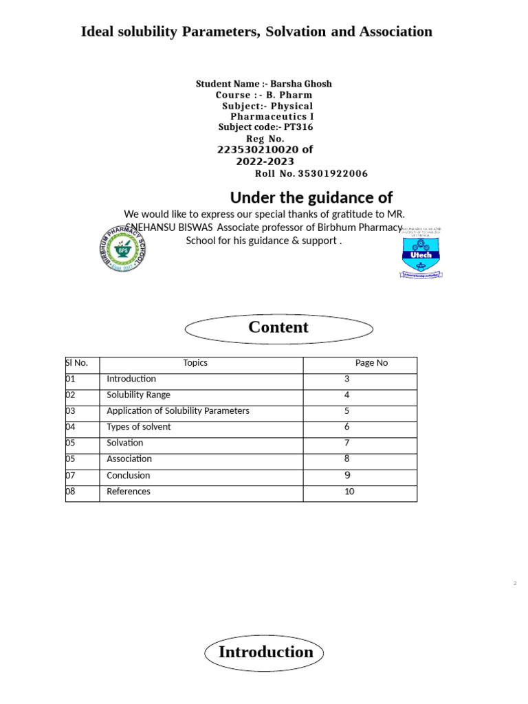 Barsha Ghosh | PDF | Solvation | Solubility