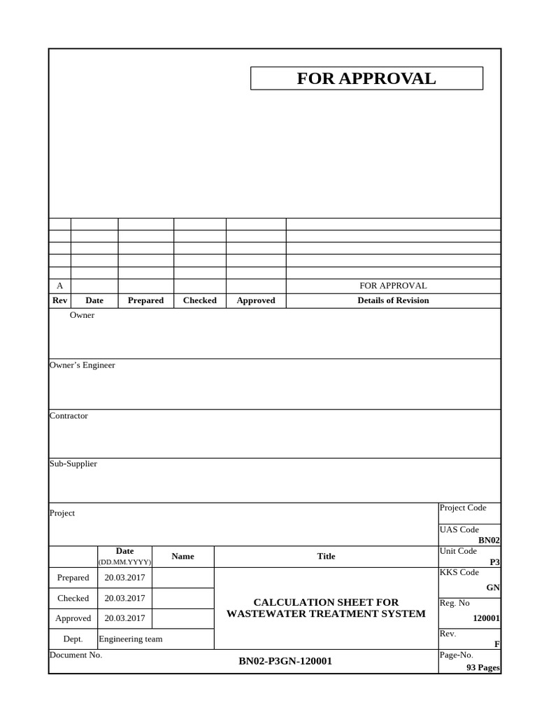 3. (Project Code)-BN02-P3GN-120001 - Calculation Sheet for Waste Water ...