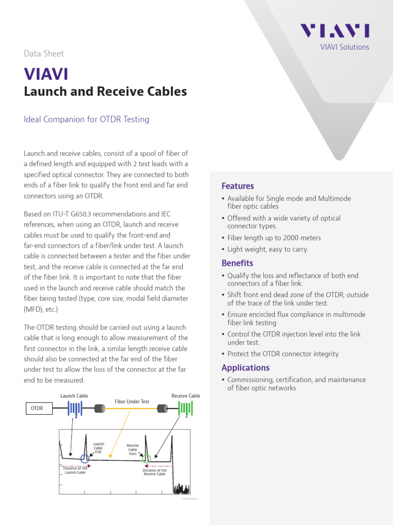 Viavi Otdr Launch and Receive Cables Data Sheets en | PDF | Optical ...