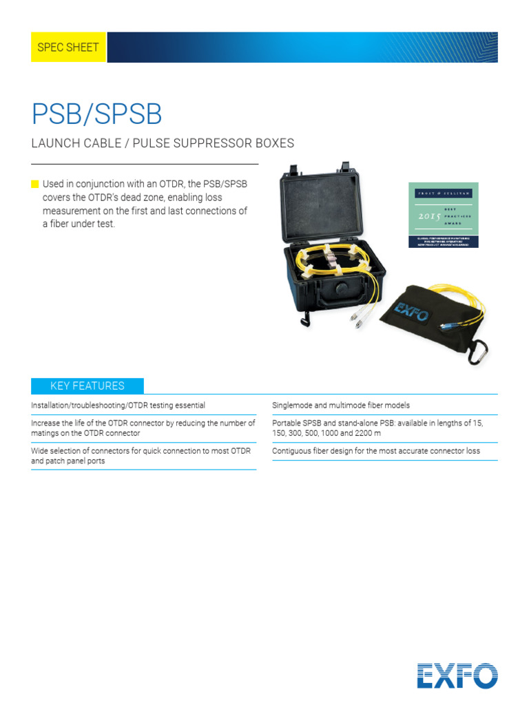 EXFO Launch Cable Spec-Sheet PSB-SPSB v8 en | PDF | Optical Fiber | Optics