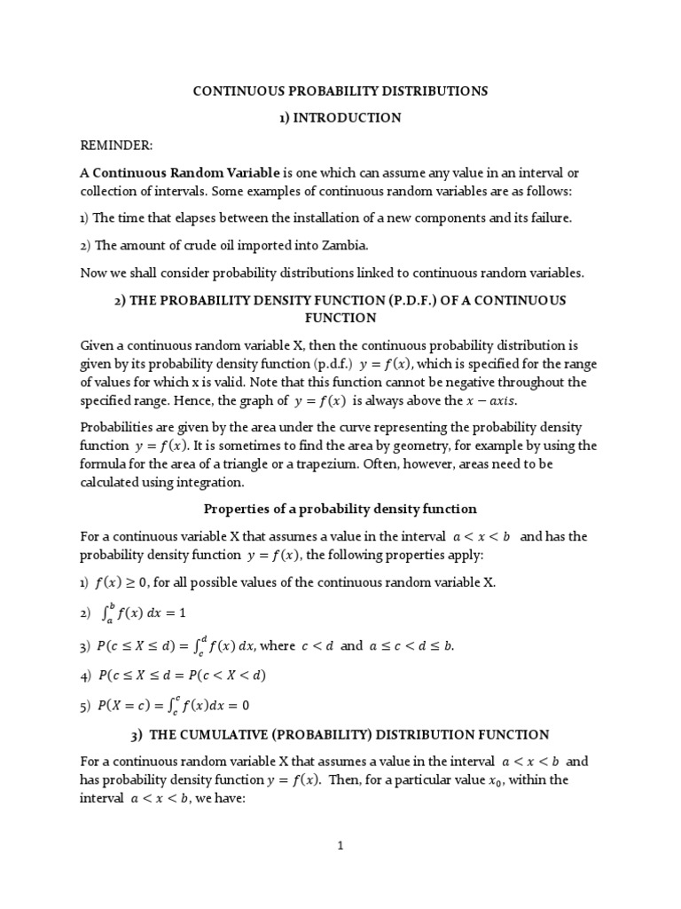 CONTINUOUS PROBABILITY DISTRIBUTIONS 2022 al | PDF | Probability Distribution | Probability ...