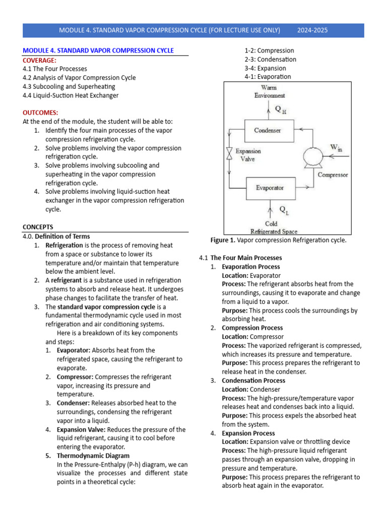 Module-4.-VAPOR-COMPRESSION-CYCLE | PDF | Evaporation | Heat