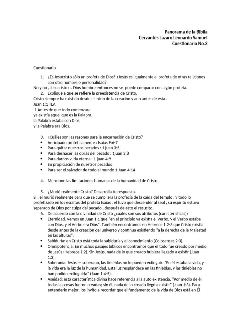 Tarea 3 Panorama de La Biblia | PDF | Cristo (título) | Jesús