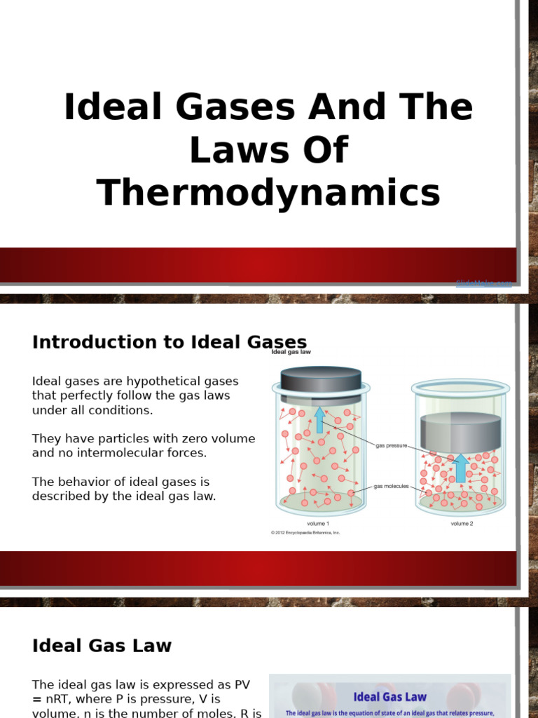 Ideal Gases and The Laws of Thermodynamics | PDF | Entropy | Gases
