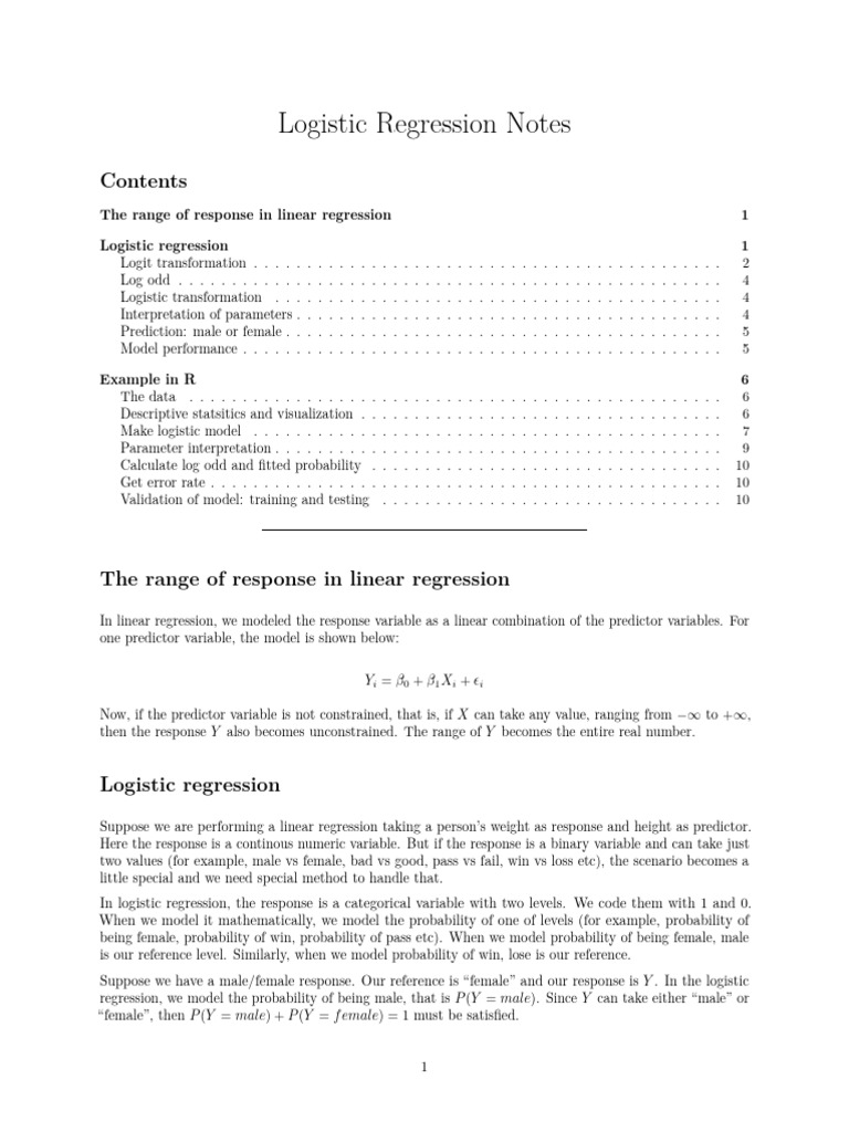 1 LogisticRegressionNotes1 | PDF | Logistic Regression | Regression ...