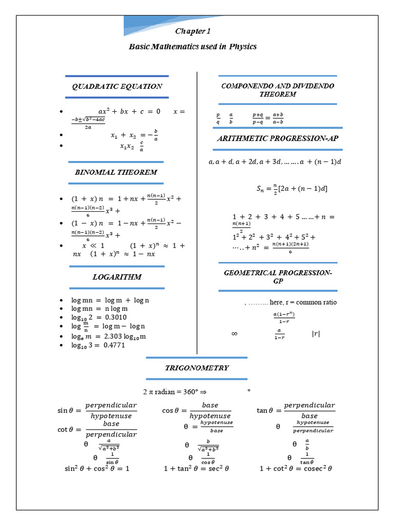 Math Formulas and Concepts Overview | PDF | Area | Kilogram