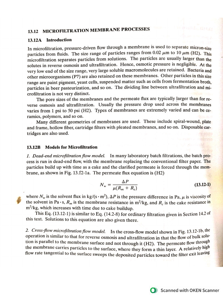 Lec 25 Microfiltration and It's Applications in Food Industry | PDF