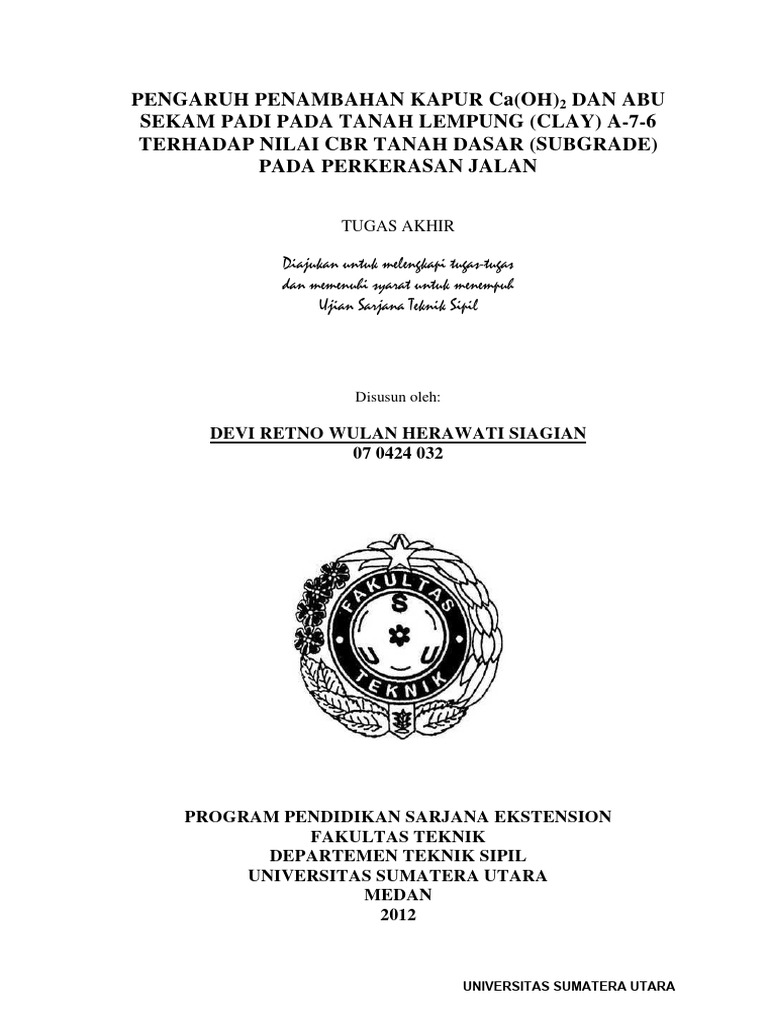 [123dok.com] Pengaruh Penambahan Kapur CA Oh 2 Dan Abu Sekam Padi Pada Tanah Lempung Clay a 7 6 ...