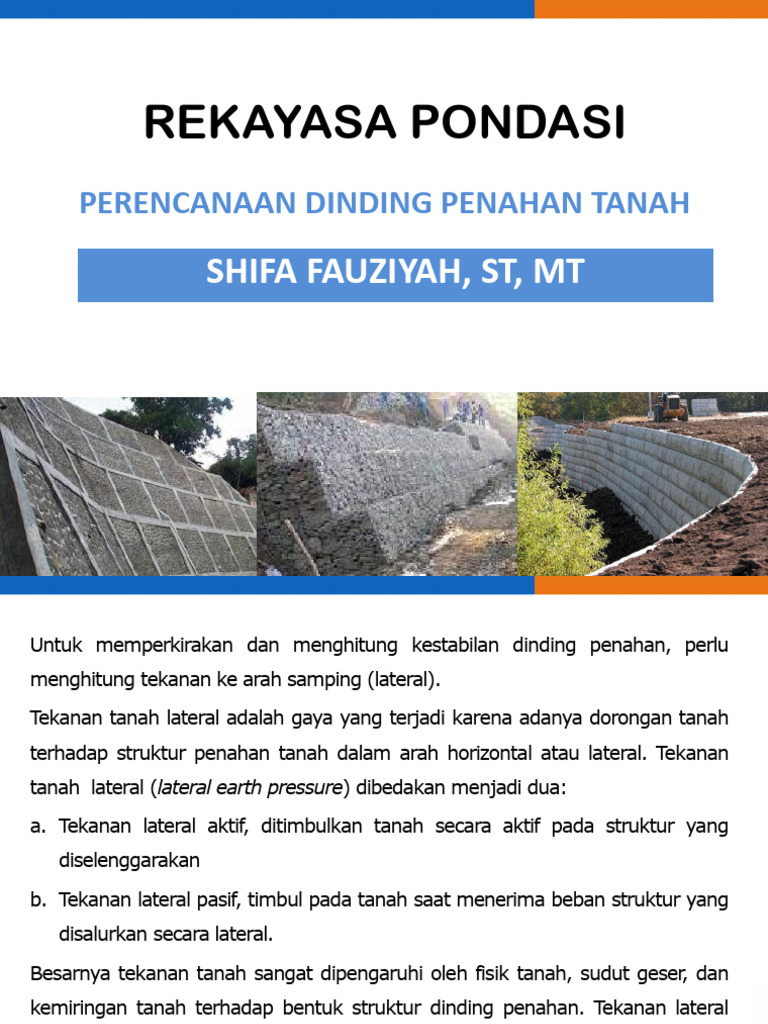 Perencanaan Dinding Penahan Tanah | PDF