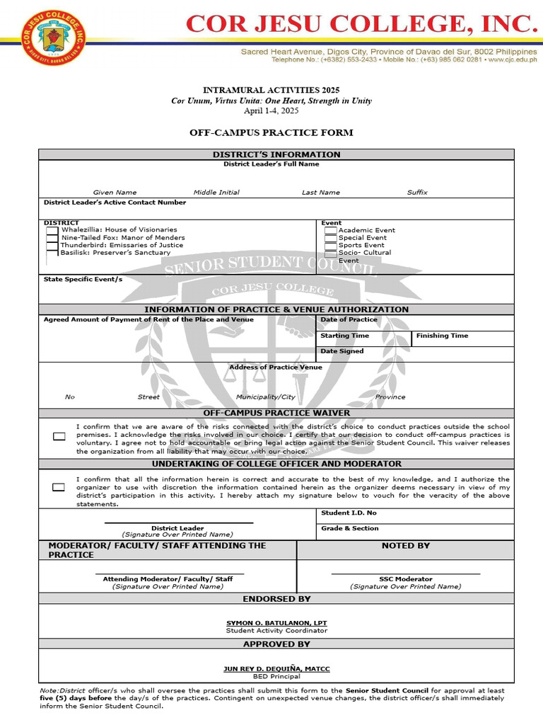 Off-Campus Practice Form 2025 | PDF | Justice | Crime & Violence