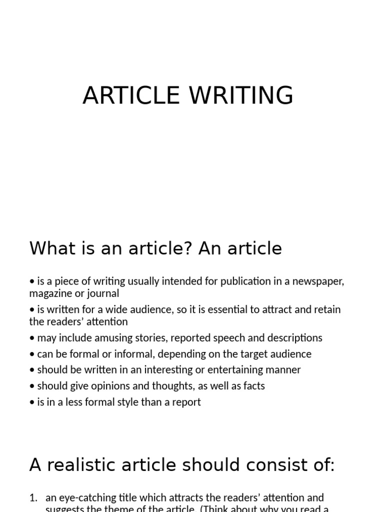 Article Writing | PDF | Paragraph | Essays