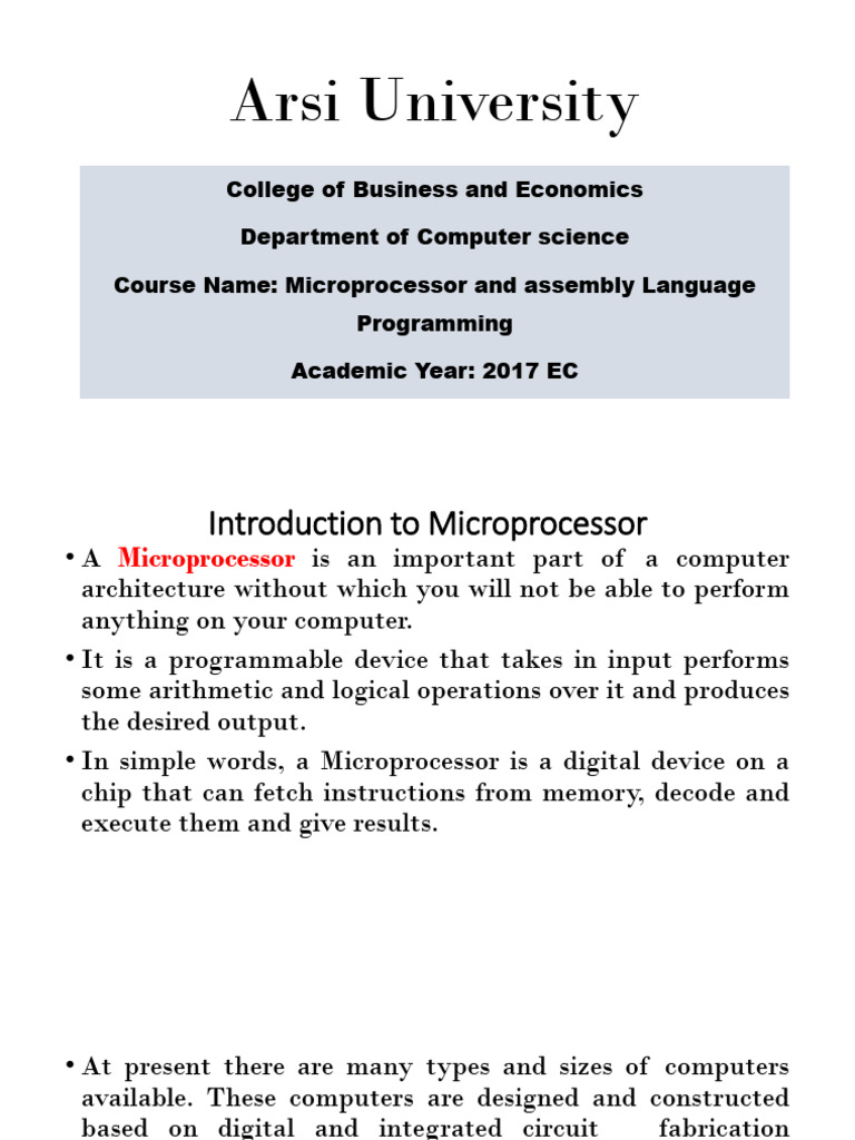 Microprocessor & Assembly Language by SHMDCH ARU | PDF | Computer Data Storage | Central ...