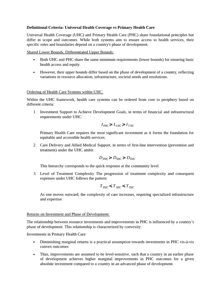 Note 2 - Draft Note - Addressing UHC Vs PHC Debate | PDF | Universal ...