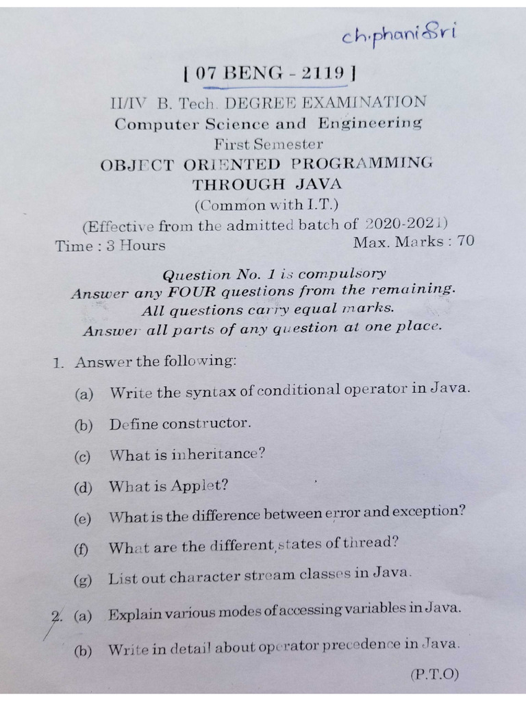 OOPS 2022 CSE - Mz9pK6zHdKgWF9S0twG | PDF